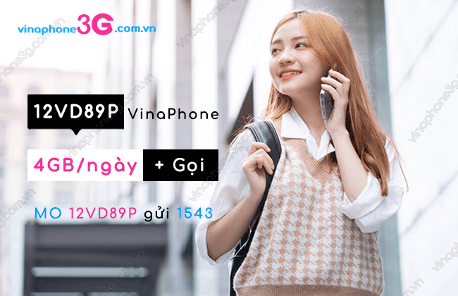 Cách đăng ký gói VD89P 12T VinaPhone nhận 4GB/ngày, Free gọi